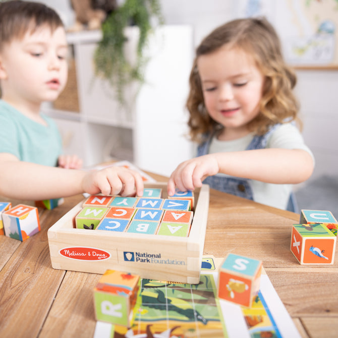 National Parks Alphabet & Animals Cube Puzzle – 24 Wooden Block Pieces ...