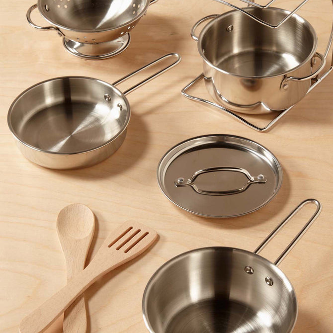 Let's Play House! Stainless Steel Pots and Pans Play Set | Melissa & Doug