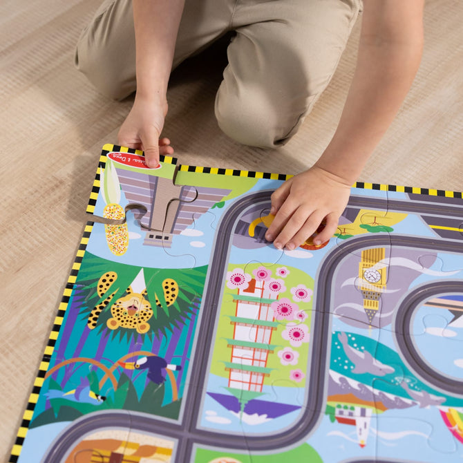 Race Around the World Tracks Floor Puzzle - 48 Pieces