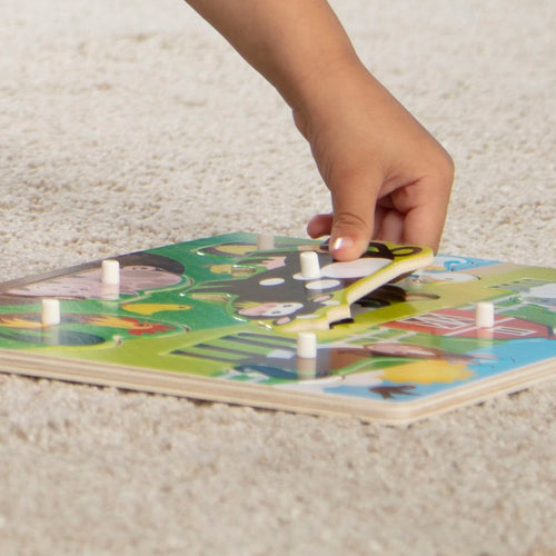 Farm Peg Puzzle - 8 Pieces | Easy-Grasp Pegs | Melissa & Doug