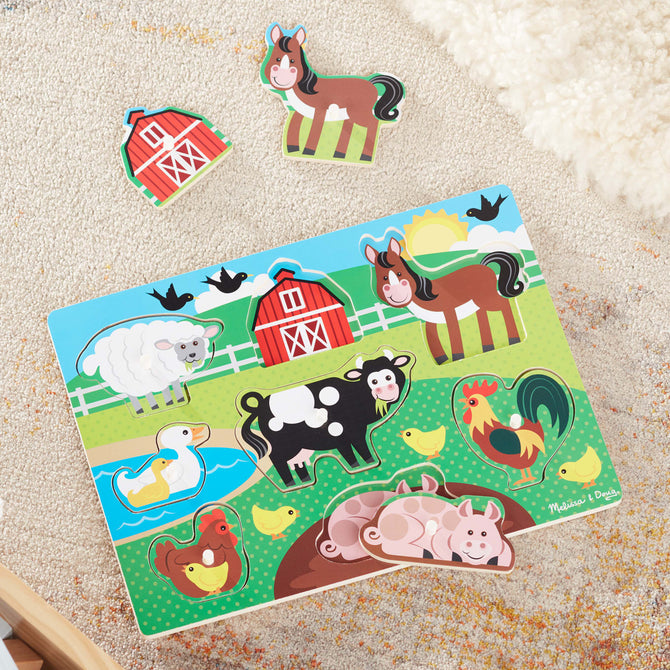Farm Peg Puzzle - 8 Pieces | Easy-Grasp Pegs | Melissa & Doug
