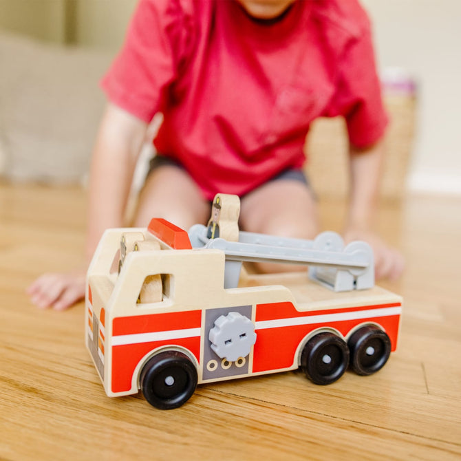 Classic Wooden Fire Truck Play Set